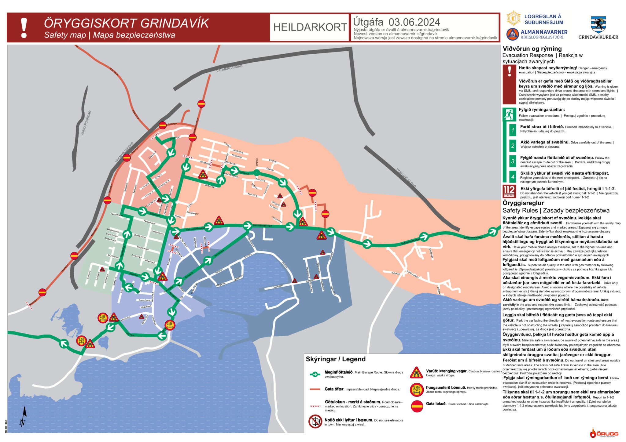 Öryggiskort Grindavíkur | Almannavarnir
